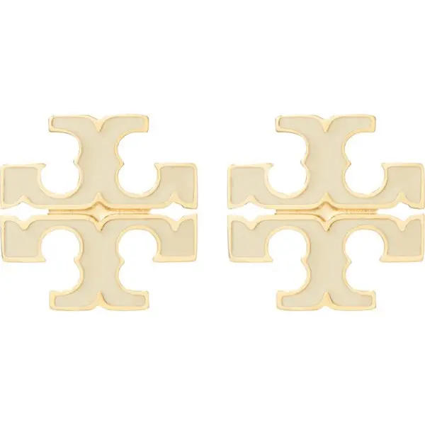 Tory Burch Small Icon Stud Earrings - New Ivory