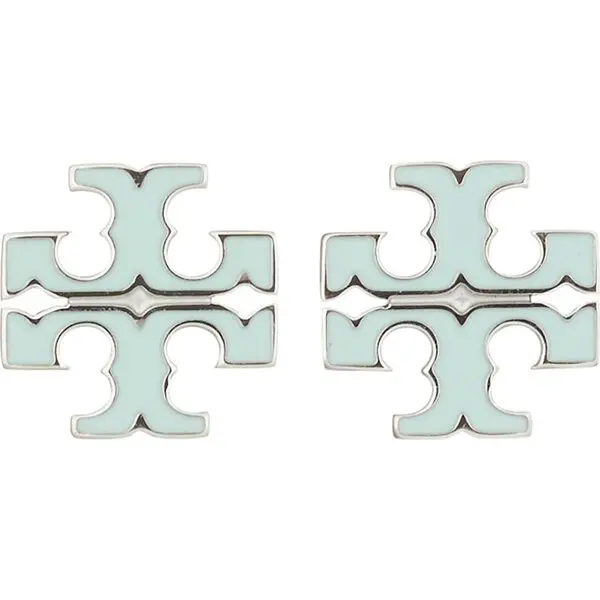 Tory Burch Small Icon Stud Earrings - Tory Silver/mint