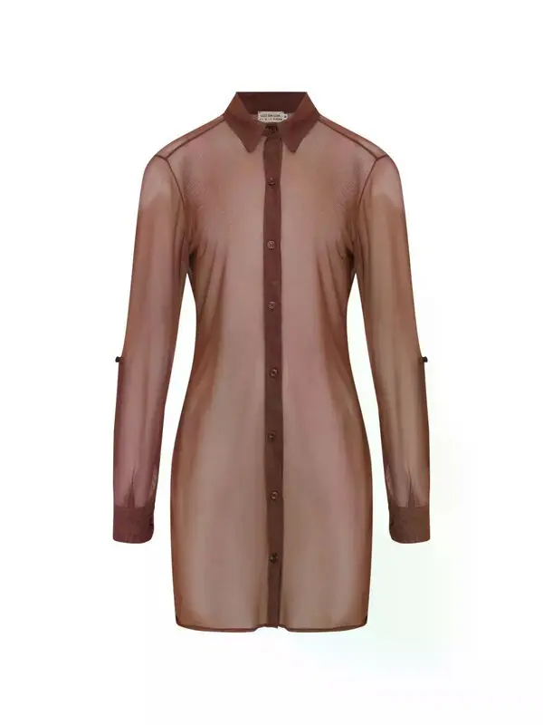 AMIR SLAMA Buttoned Long-sleeve Mini Dress - Brown