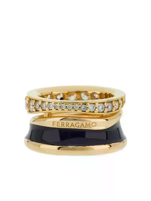 FERRAGAMO Crystal Enamel Band Ring