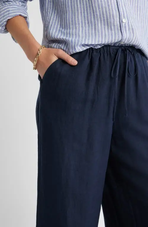 Caslon Easy Wide Leg Linen Pants - Navy Still