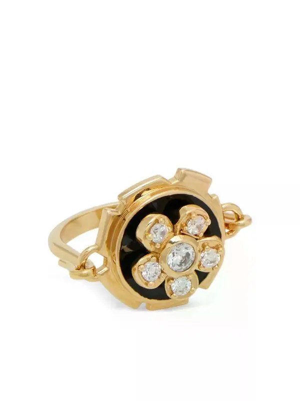 FERRAGAMO Flower Crystal Ring - Gold