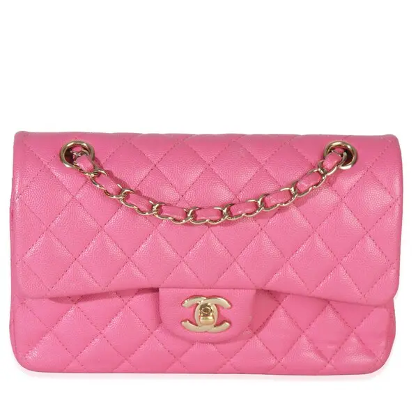 Chanel 22p Quilted Caviar Classic Double Flap Bag - Pink