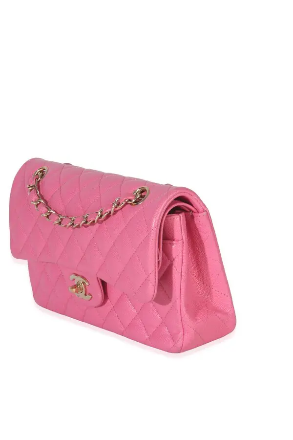 Chanel 22p Quilted Caviar Classic Double Flap Bag - Pink