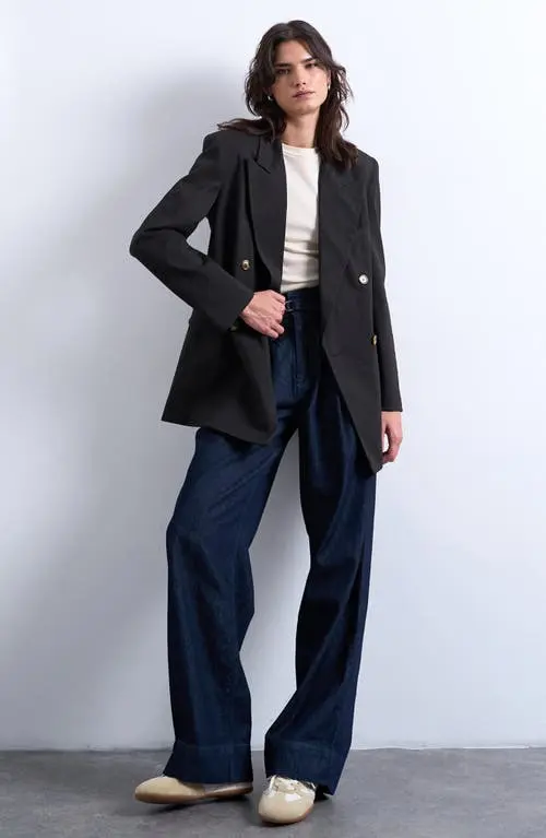 Topshop Pinstripe Double Breasted Blazer