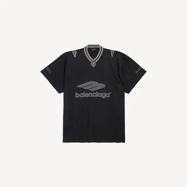 Balenciaga 3b Football V-neck T-shirt Oversized - Black