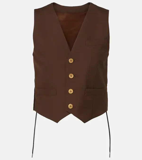 Sacai Paneled Vest - Brown