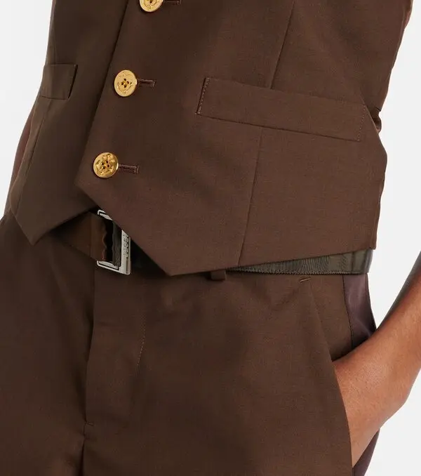 Sacai Paneled Vest - Brown