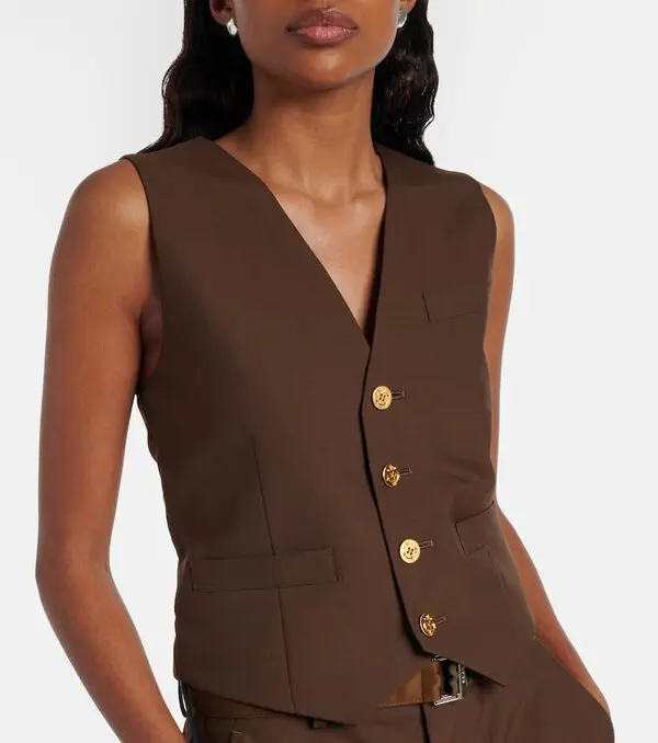 Sacai Paneled Vest - Brown