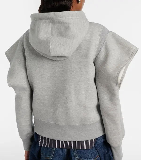 Sacai Cutout Cotton-blend Fleece Hoodie