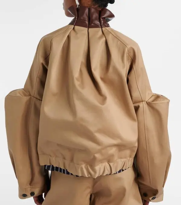Sacai Leather-trimmed Cotton Blouson Jacket - Beige