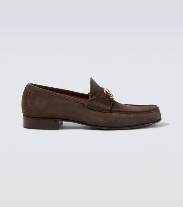 Valentino Garavani Vlogo Suede Loafers - Brown