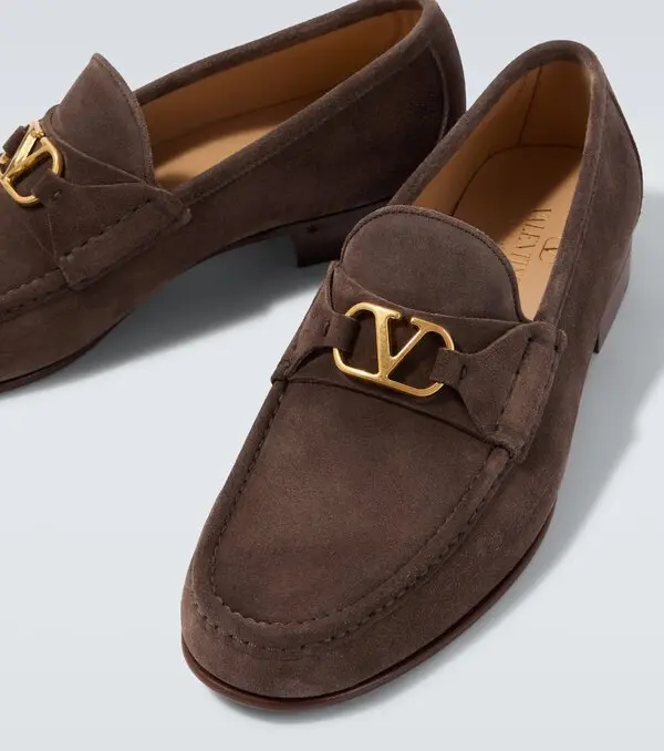 Valentino Garavani Vlogo Suede Loafers - Brown