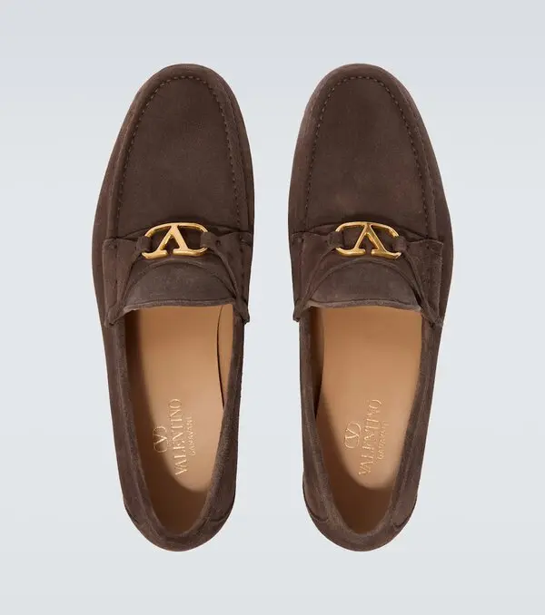 Valentino Garavani Vlogo Suede Loafers - Brown