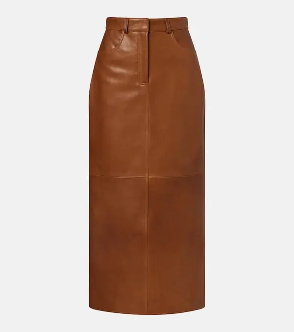 Nour Hammour Ghalia Leather Pencil Skirt