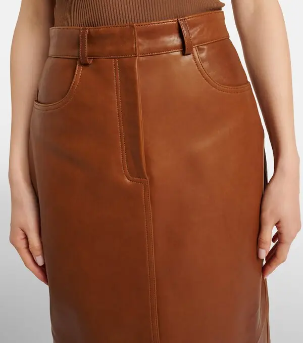 Nour Hammour Ghalia Leather Pencil Skirt
