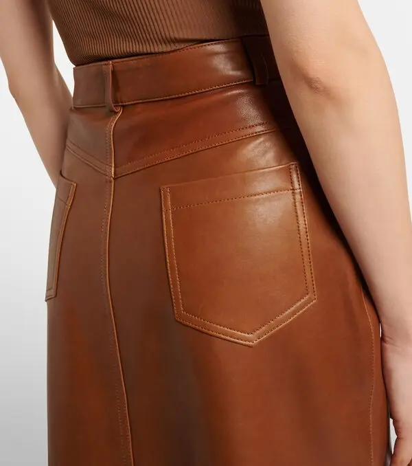 Nour Hammour Ghalia Leather Pencil Skirt