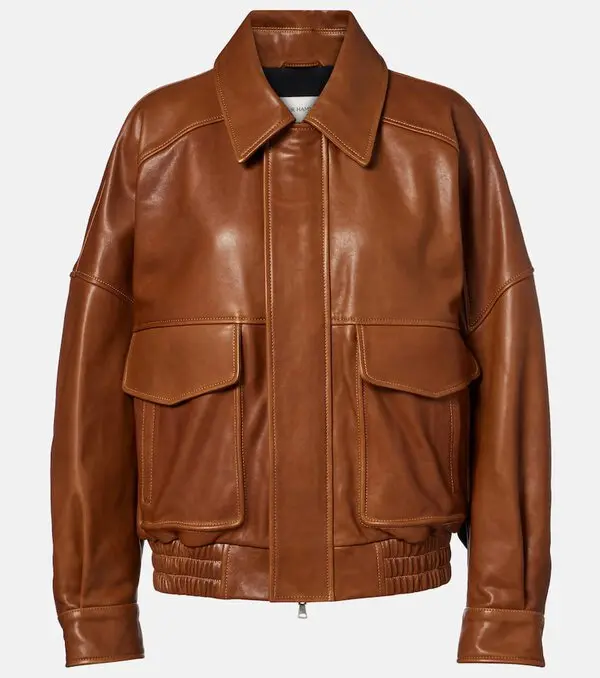 Nour Hammour Runa Leather Bomber Jacket