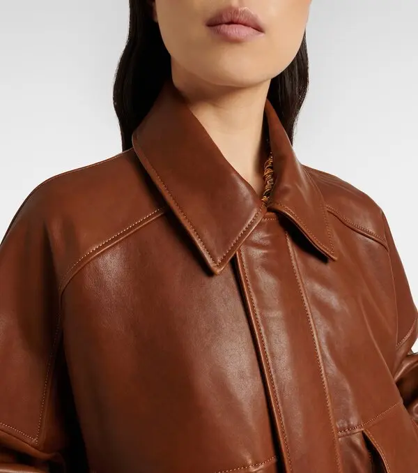 Nour Hammour Runa Leather Bomber Jacket