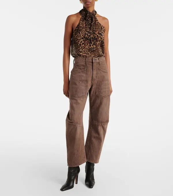 NILI LOTAN Shon Barrel-leg Jeans - Brown