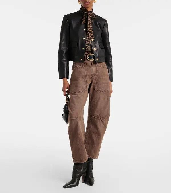 NILI LOTAN Shon Barrel-leg Jeans - Brown