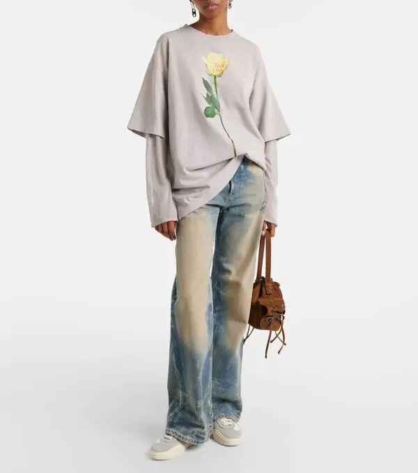 Acne Studios Suede-trimmed Leather Sneakers - White