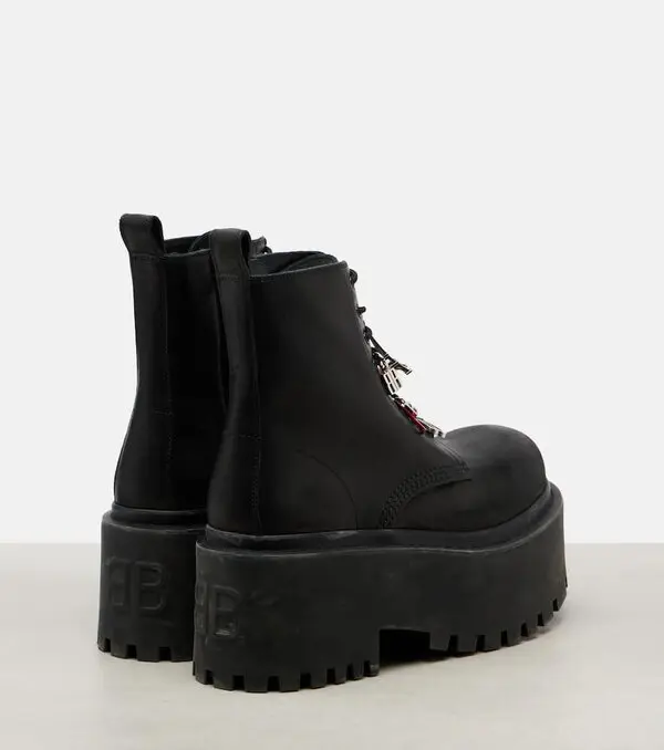 Balenciaga Embellished Leather Platform Combat Boots