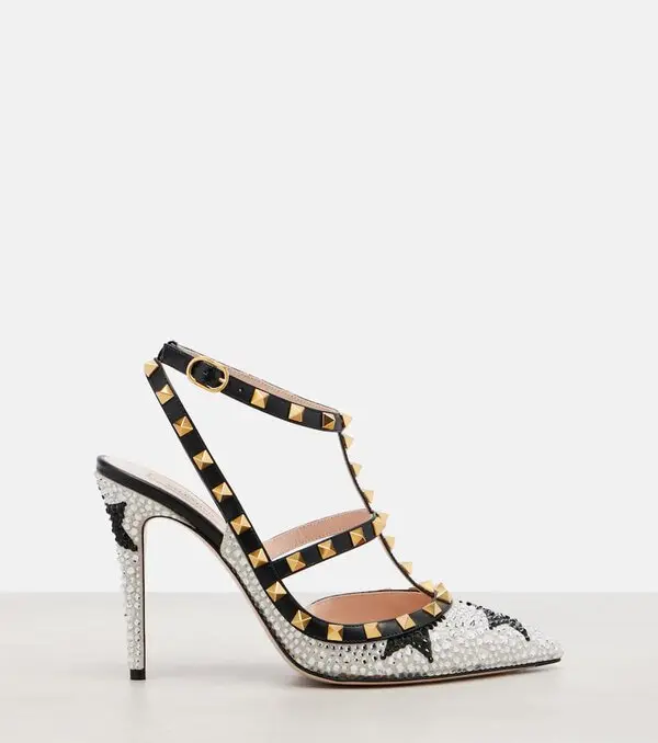 Valentino Garavani Rockstud Embellished Leather Pumps