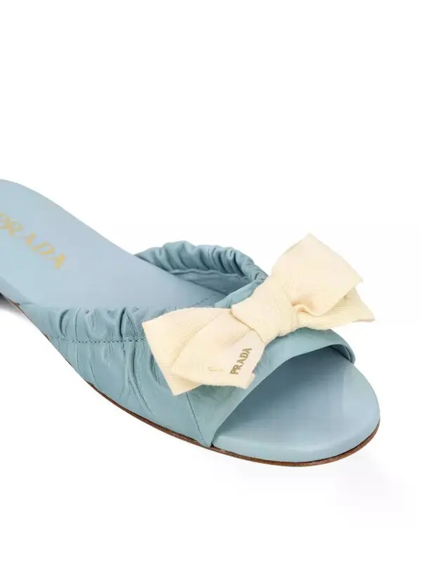 Prada Bow Ruffled Sandals - Blue