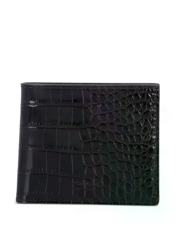 TOM FORD Crocodile-effect Bifold Wallet - Black
