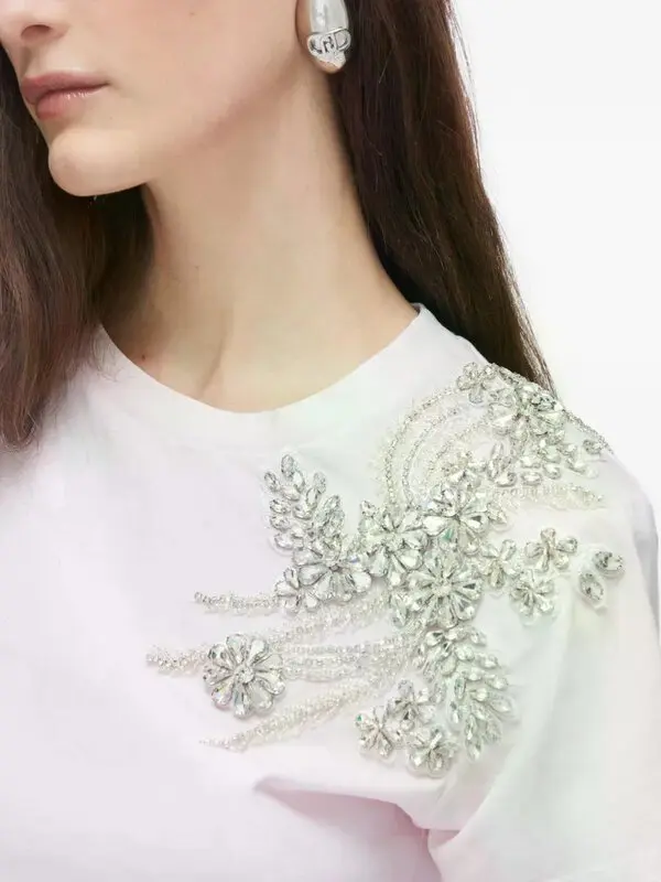 Liu Jo Crewneck T-shirt With Jewel Embellishment - Pink