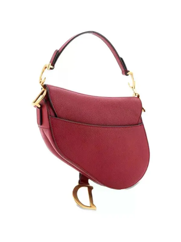 Dior Saddle Handbag Leather Mini Shoulder Bag - Red