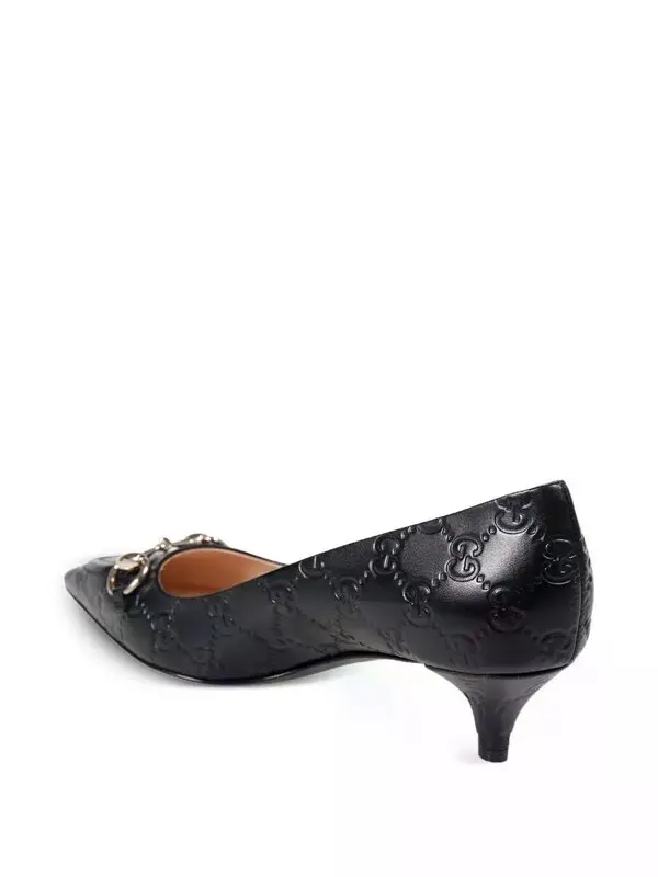 Gucci 45mm Horsebit Heeled Pumps - Black
