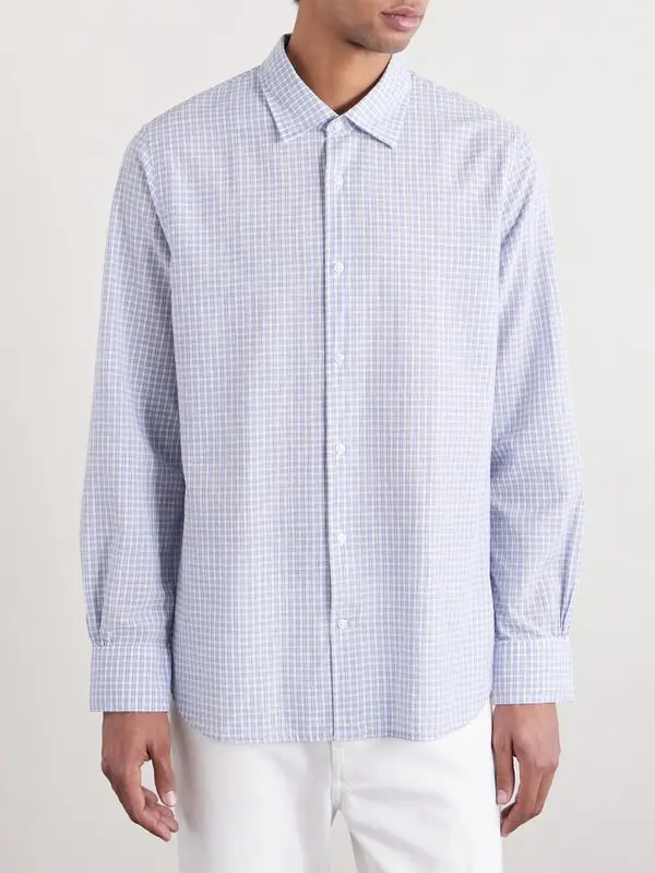 Officine Générale Giacomo Checked Cotton, Lyocell And Linen-blend Shirt