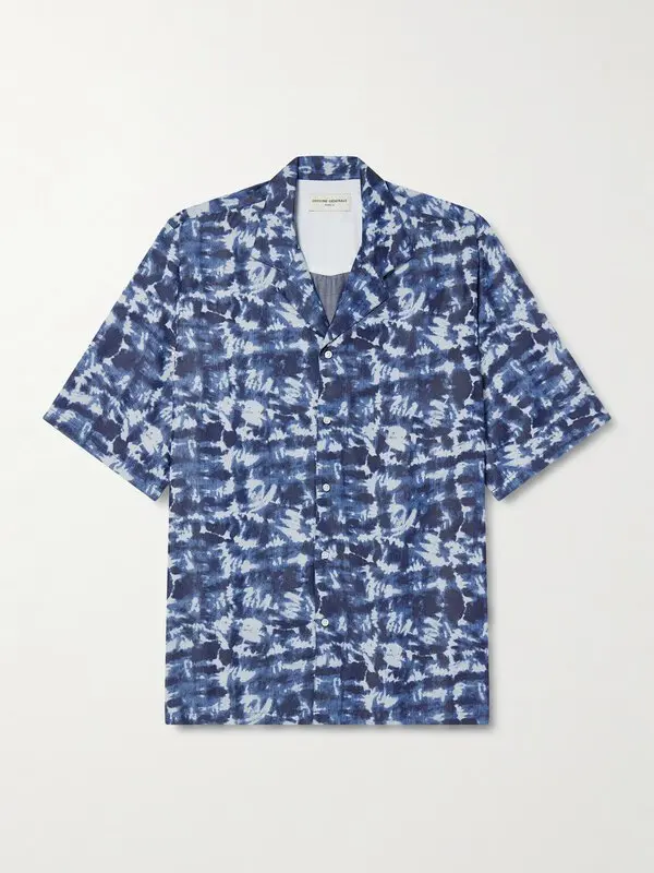 Officine Générale Eren Camp-collar Tie-dyed Lyocell Shirt - Blue