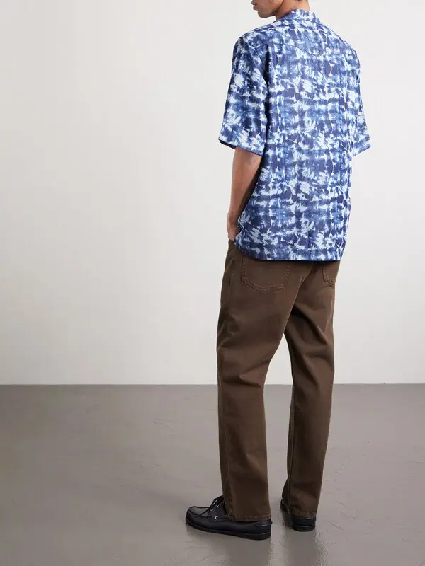 Officine Générale Eren Camp-collar Tie-dyed Lyocell Shirt - Blue