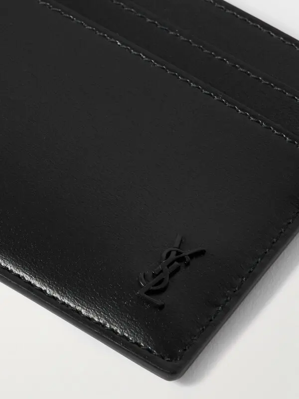 Saint Laurent Tiny Cassandre Logo-appliquéd Leather Cardholder