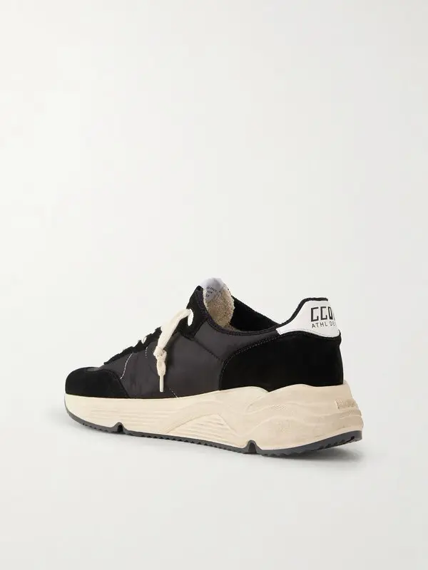 GOLDEN GOOSE Running Sole Leather-trimmed Sneakers - Black