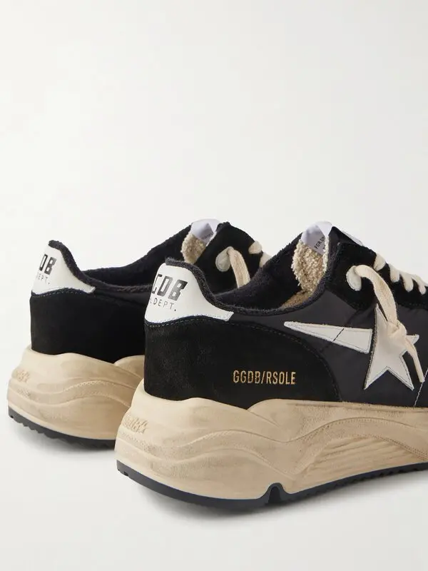 GOLDEN GOOSE Running Sole Leather-trimmed Sneakers - Black