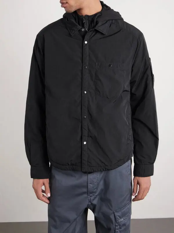 C.P. COMPANY Logo-appliquéd Padded Overshirt - Black