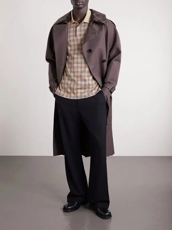 Burberry Logo-embroidered Checked Jacquard Polo Shirt - Neutrals