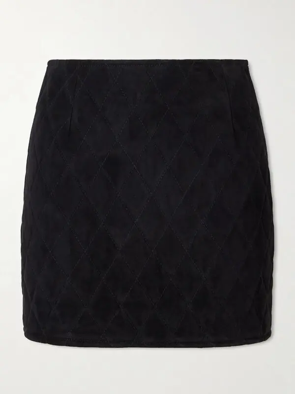 BLAZÉ MILANO Viva Coci Quilted Suede Mini Skirt - Black