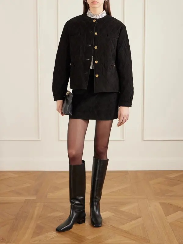BLAZÉ MILANO Viva Coci Quilted Suede Mini Skirt - Black