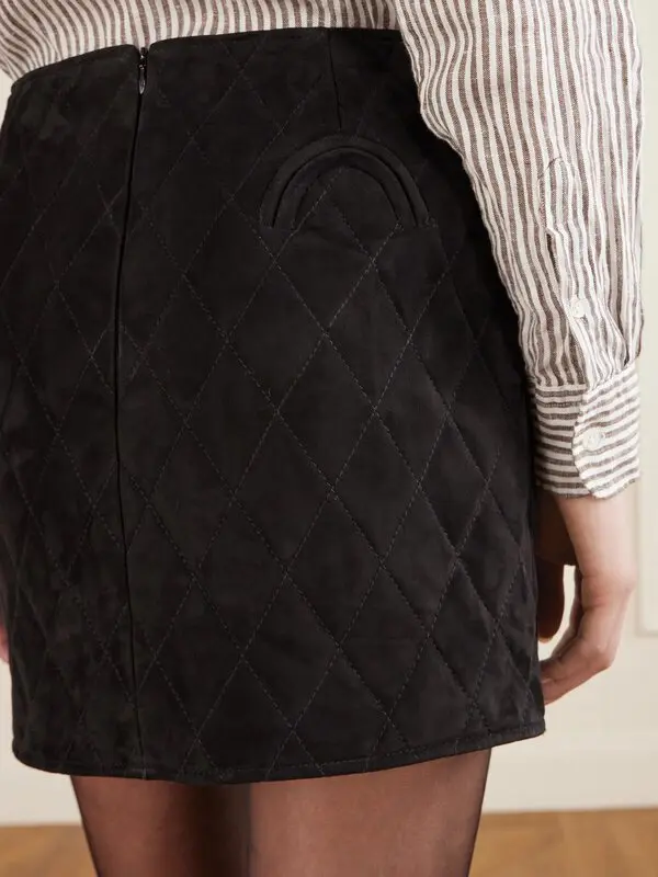 BLAZÉ MILANO Viva Coci Quilted Suede Mini Skirt - Black
