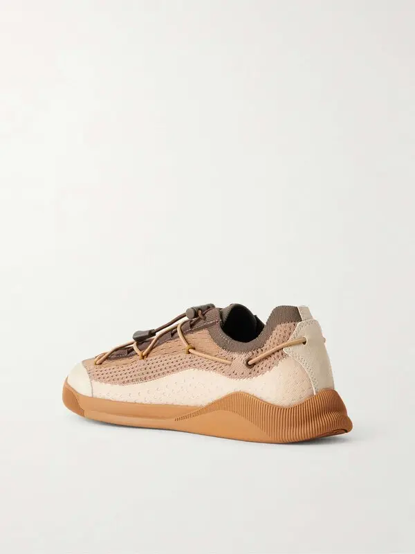 Moon Boot Moonlight Suede-trimmed Mesh Sneakers - Beige