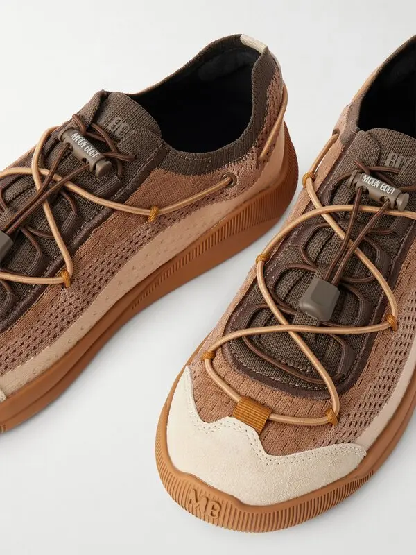 Moon Boot Moonlight Suede-trimmed Mesh Sneakers - Neutrals