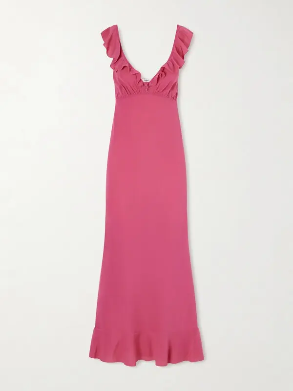 Chloé Ruffled Silk-chiffon Midi Dress - Pink