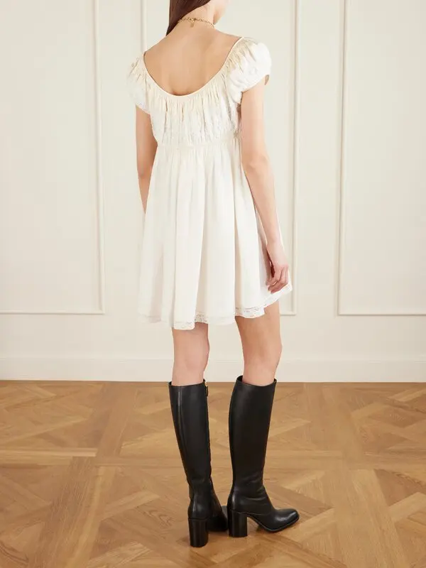 Chloé Lace-trimmed Silk-crepon Mini Dress
