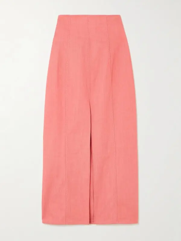 Carolina Herrera Denim Midi Skirt - Orange