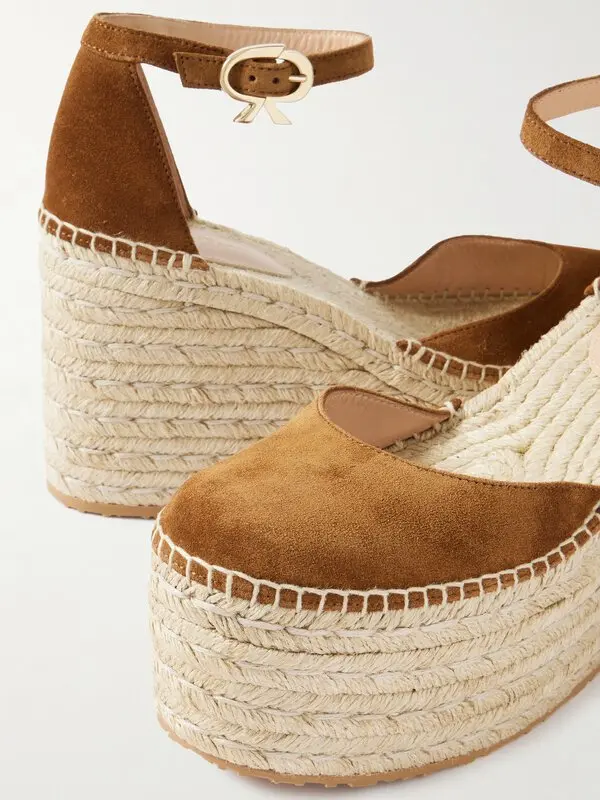 GIANVITO ROSSI Suede Espadrille Platform Sandals
